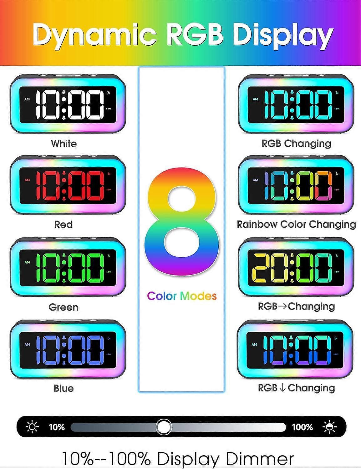 Loud Alarm Clock for Bedrooms with Dynamic RGB Night Light,Heavy ...