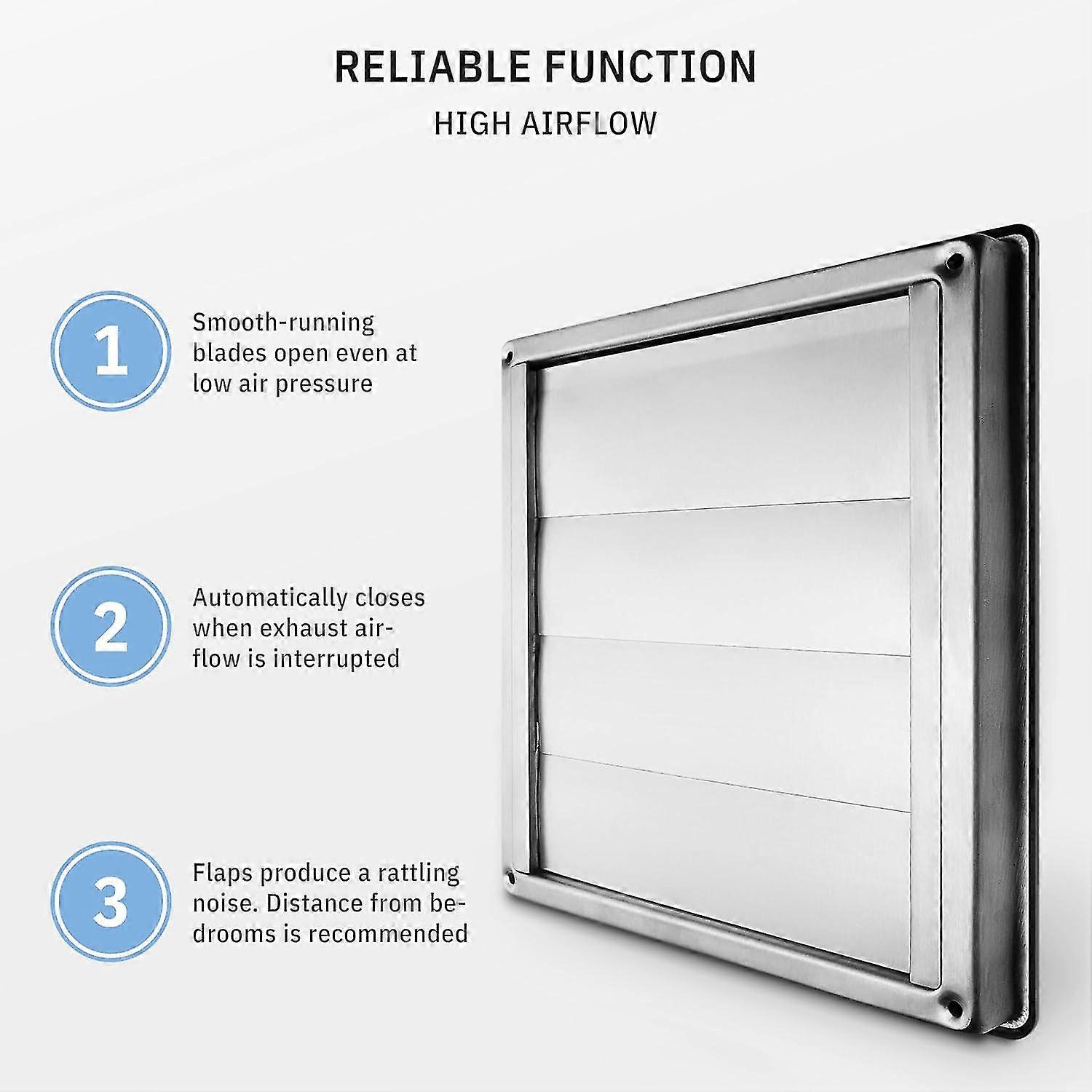 Ventilation Grille 150 mm Anti-return Stainless Steel Grille with ...