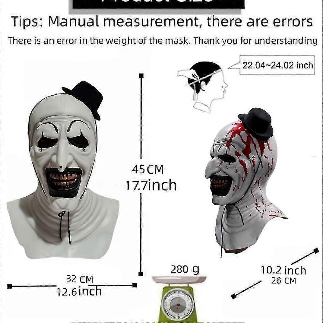 Terrifier Clown Mask Scary Joker Killer Bloody Halloween Masks Horror ...