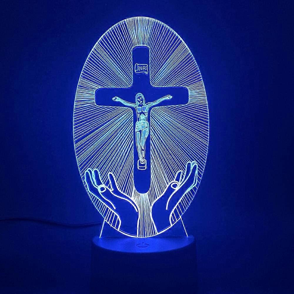 3D Illusion Night Light Desk Lamp Christianity Jesus Station of The ...