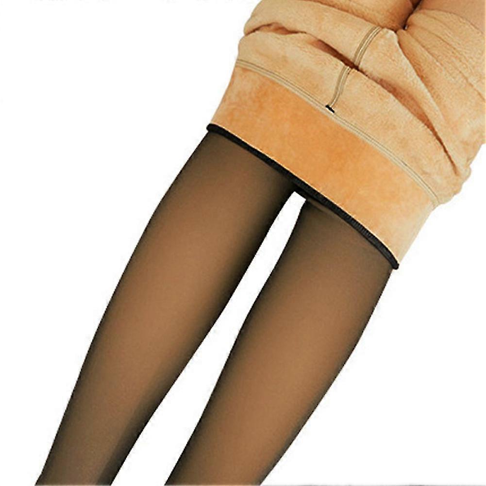 Legs Fake Translucent Warm Fleece Pantyhose Slim Stretchy For Winter ...