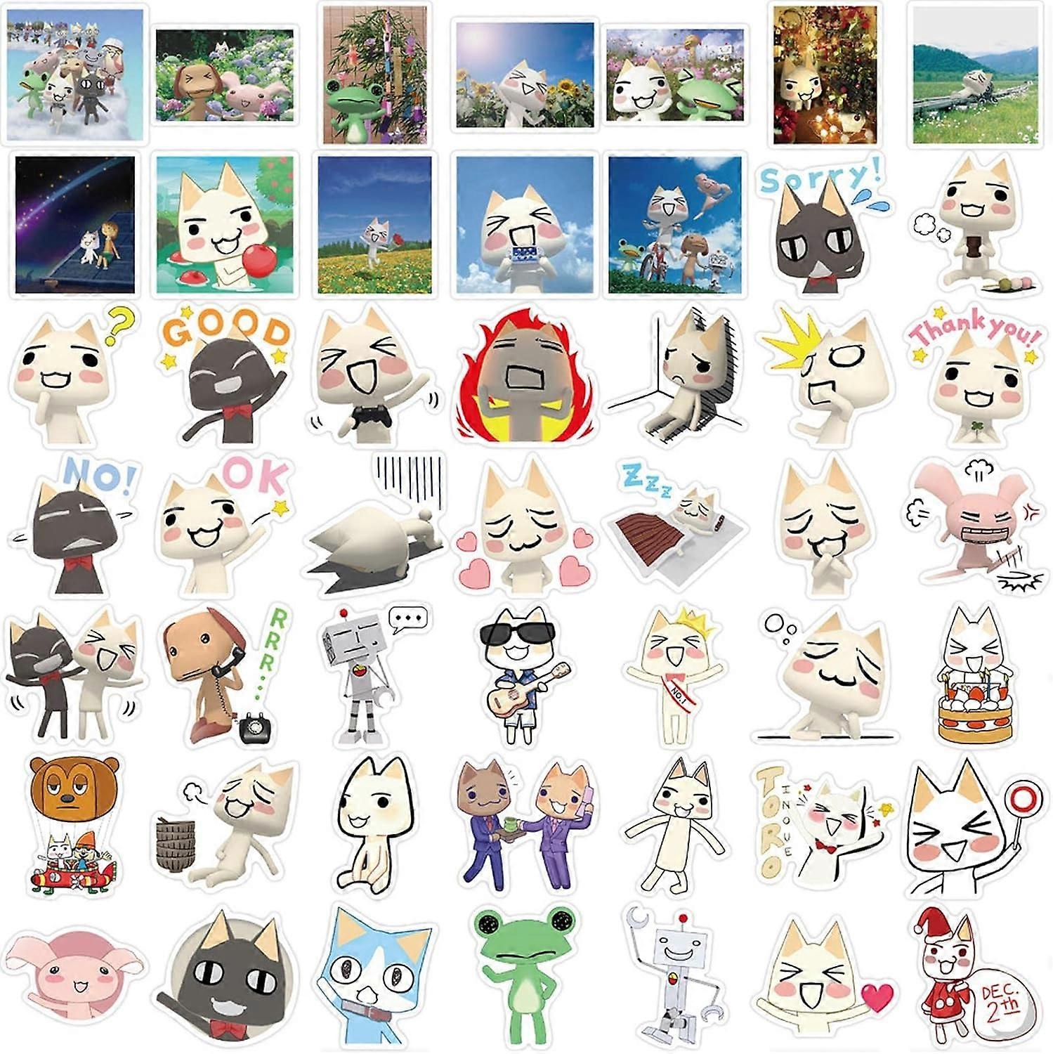 50pcs Inoue Toro Cute Stickers Kawaii Cat Characters Vinyl Graffiti ...
