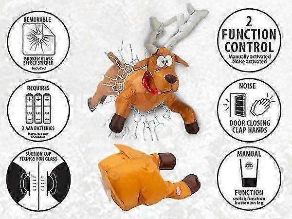 Christmas Crashing Reindeer Animated Decoration - Festive Fun as ...