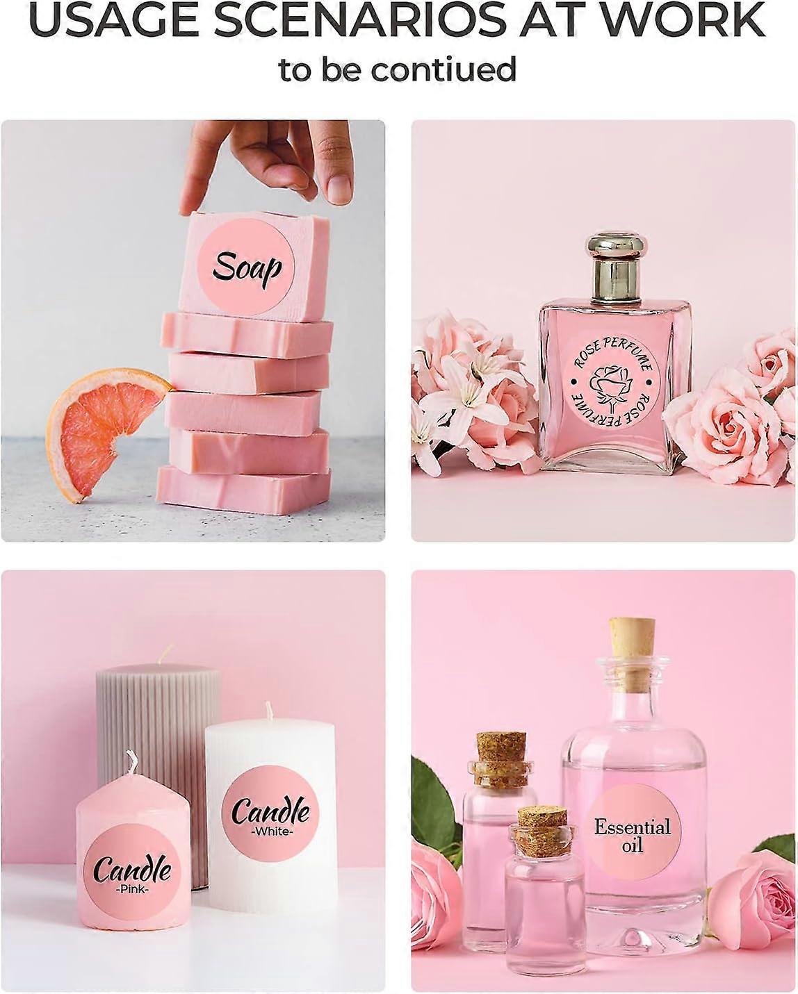 2 inch pink round thermal labels, self-adhesive round, suitable for DIY ...