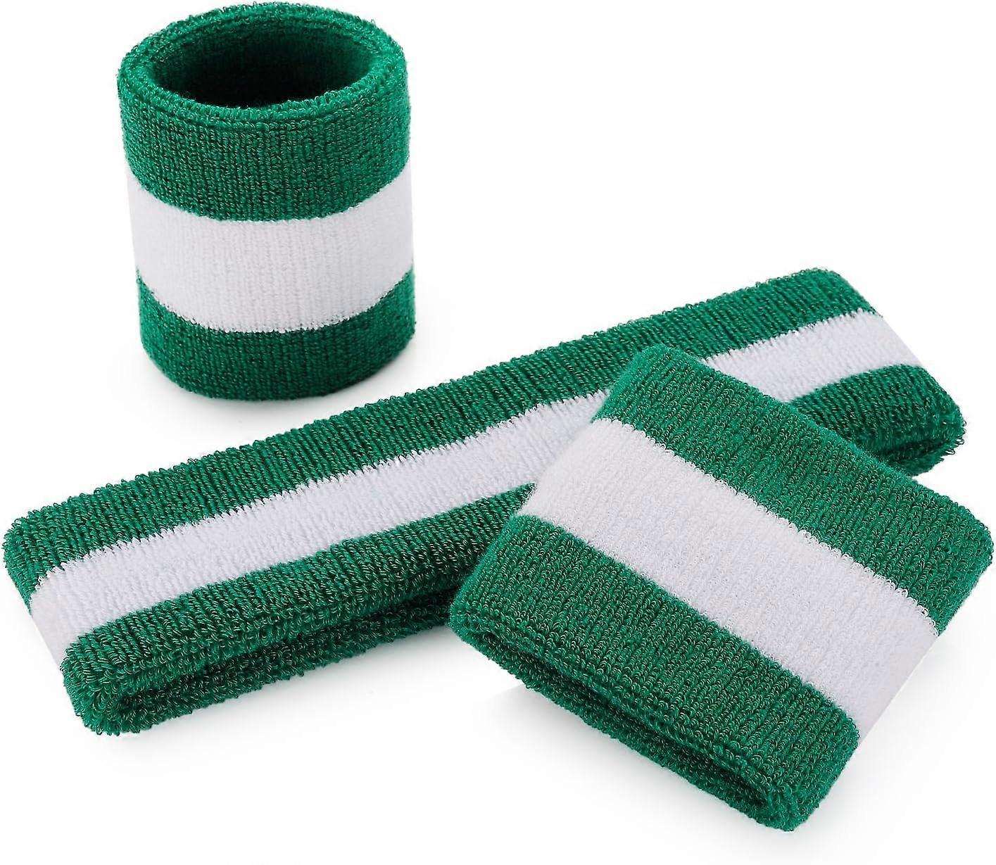 6 Pieces Sweatbands Set - Including 2pcs Sports Headband and 4pcs ...