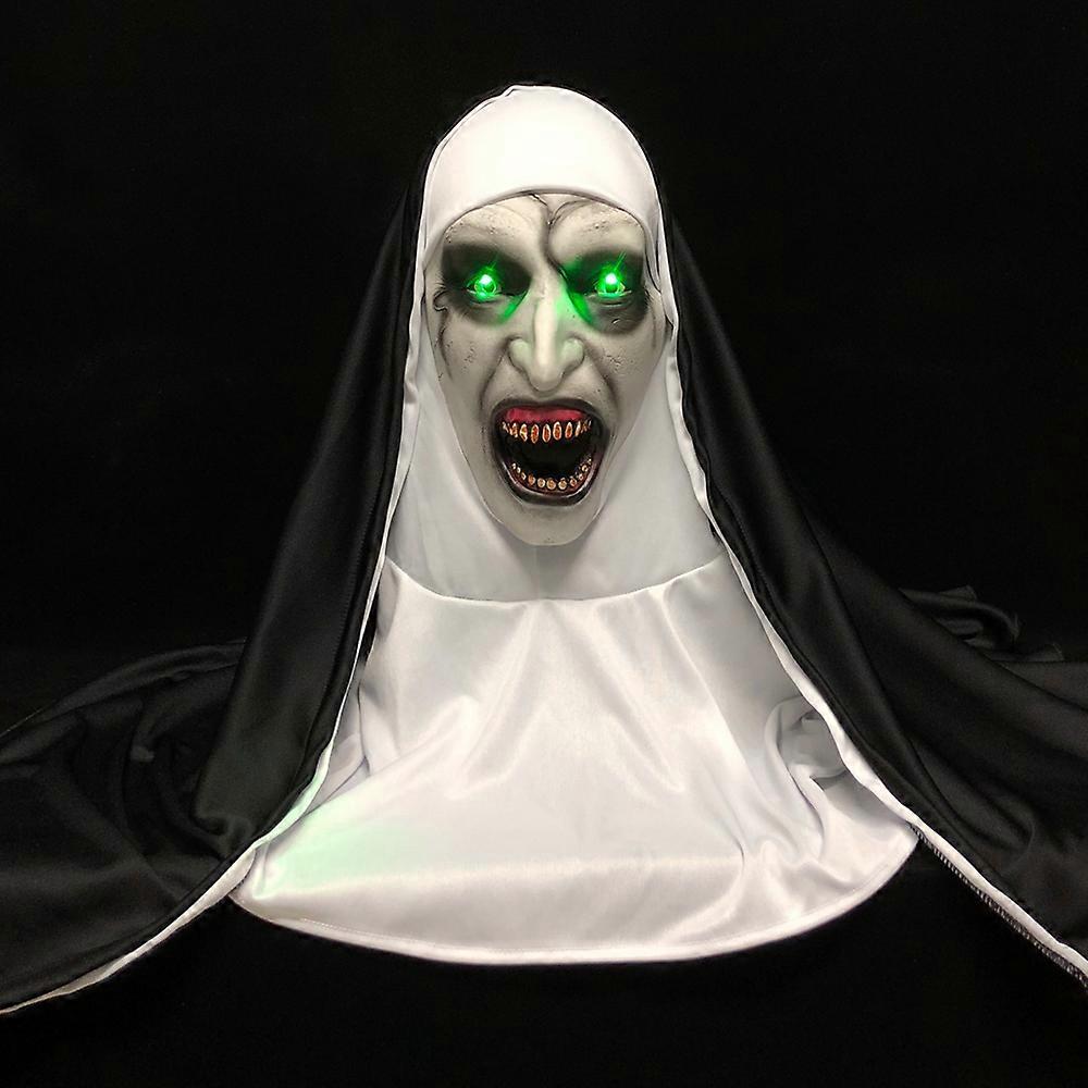 LED Horror The Nun Mask Cosplay Scary Latex Masks with Headscarf Led ...