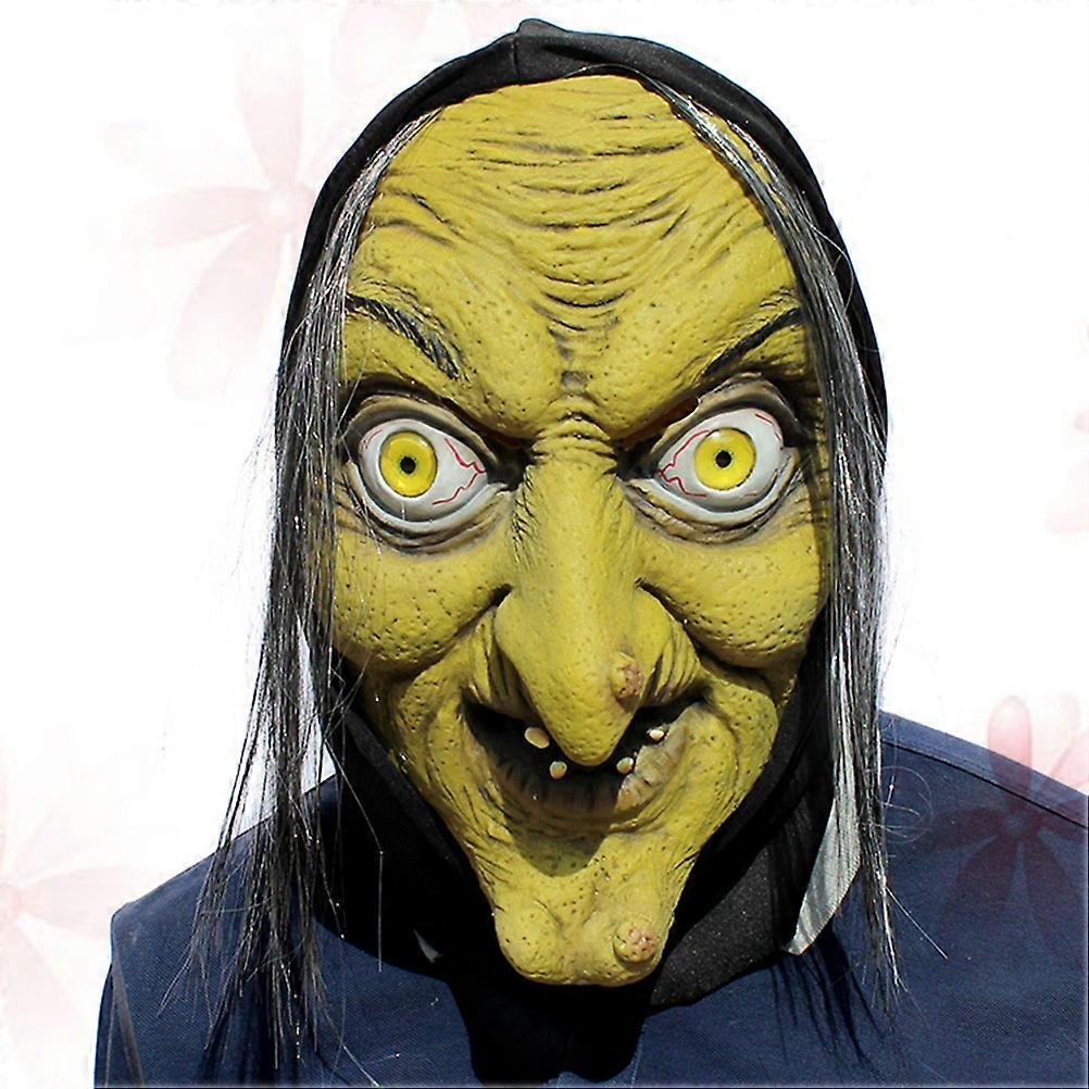 Horror Green Face Witch Mask Latex Mask Scary Party Full Face Mask Kids Party Funny Halloween ...