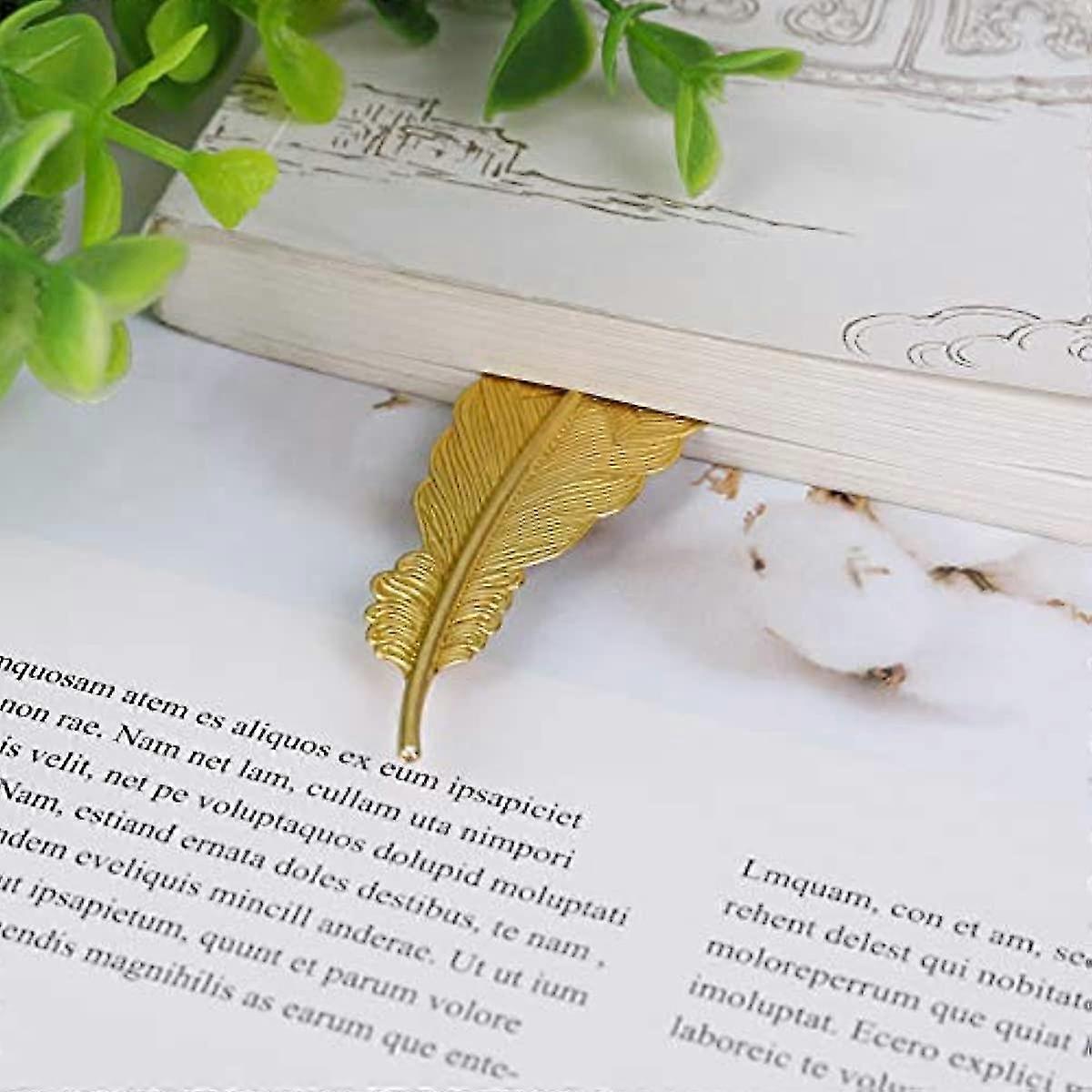 10pcs Feather Bookmarks Classical Metal Bookmark Simple Elegant Feather ...