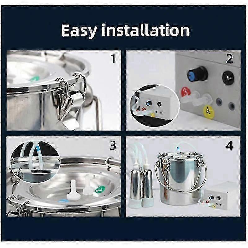 Electric Milking Machine Sheep Cow Milker Bucket Vacuum Pump Pulsating ...