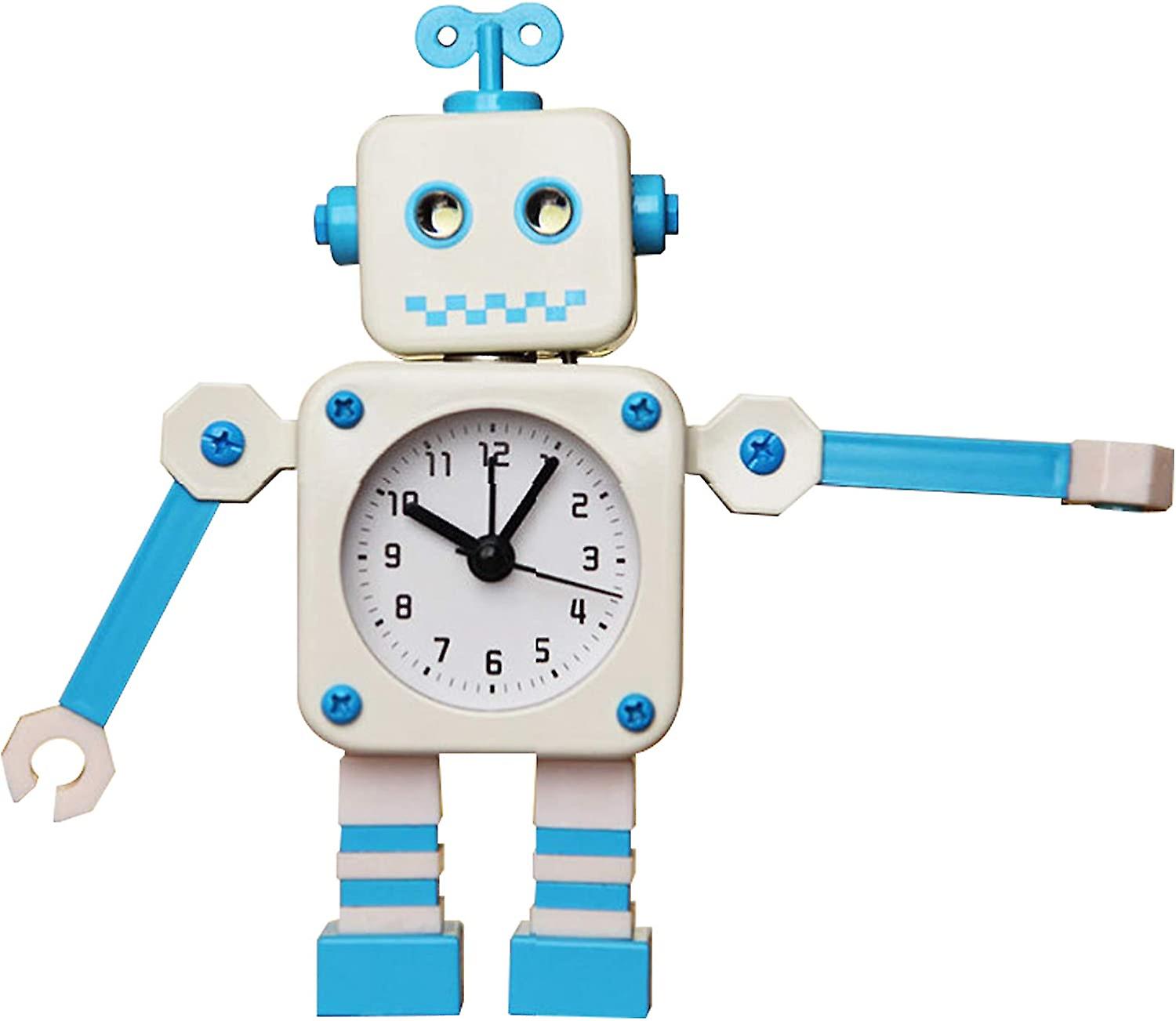 Robot Alarm Clock, Stainless Metal Silent Alarm Clock With Flashing ...