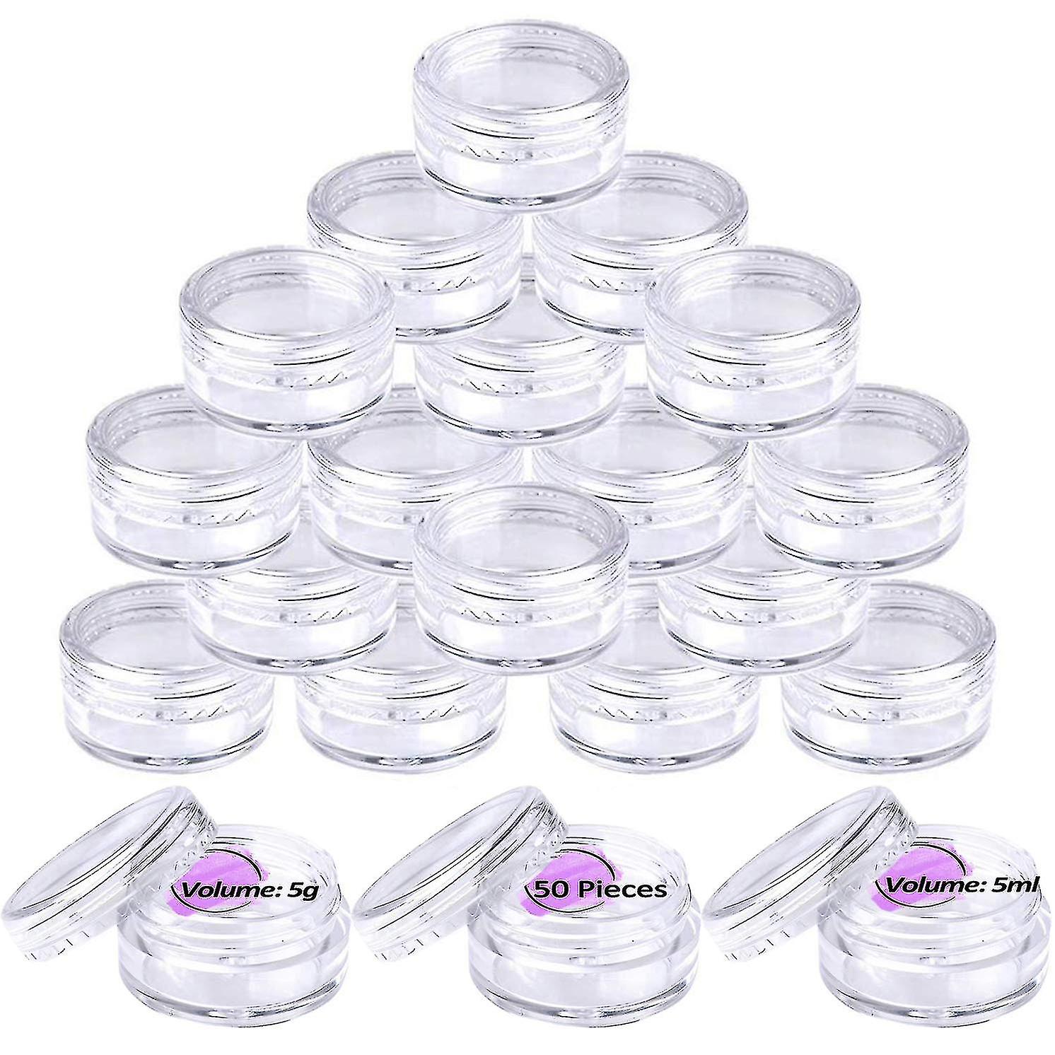 50pcs Sample Pots, Empty Cosmetic Jars Set Clear Round Travel Pots For ...