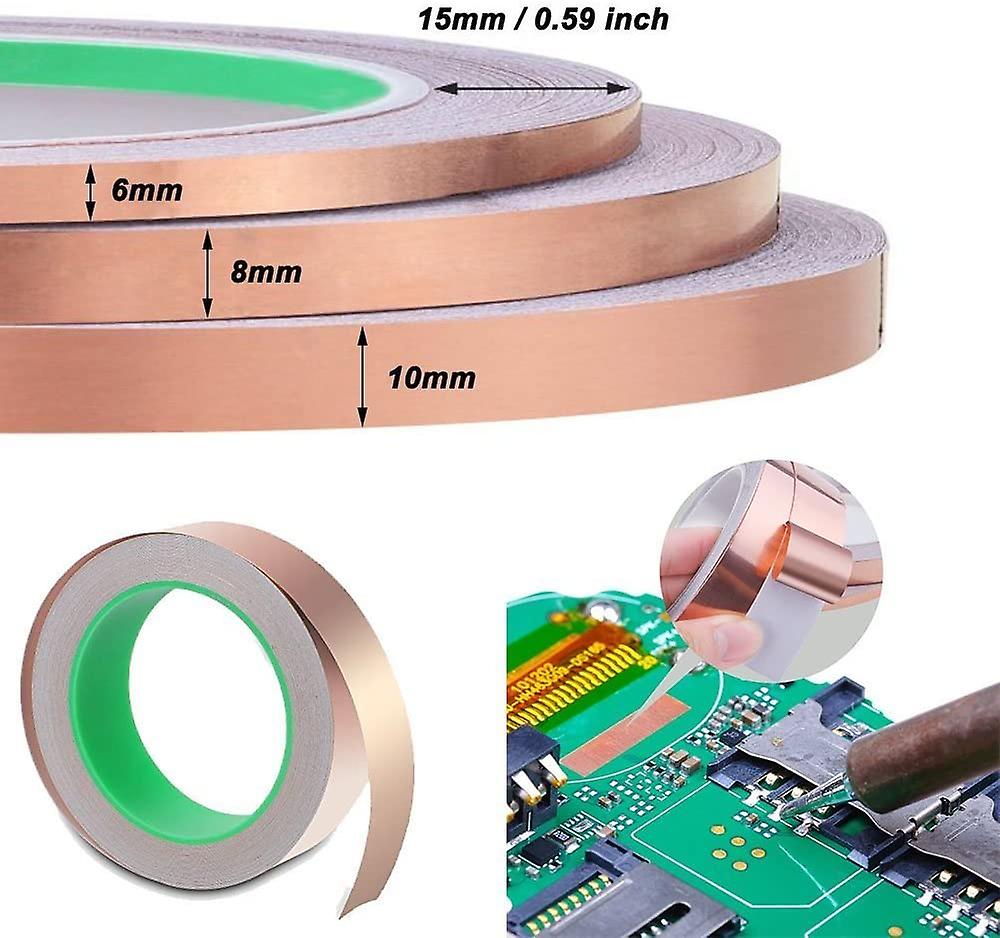 3 PACKS 25m Adhesive Copper Foil Tape With Dual Conductivity For EMI Shielding, Stained Glass ...