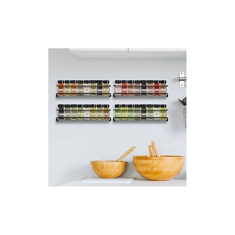 Set of 4 Metal Spice Racks Wall Mounted with Adhesive or Screw-on ...