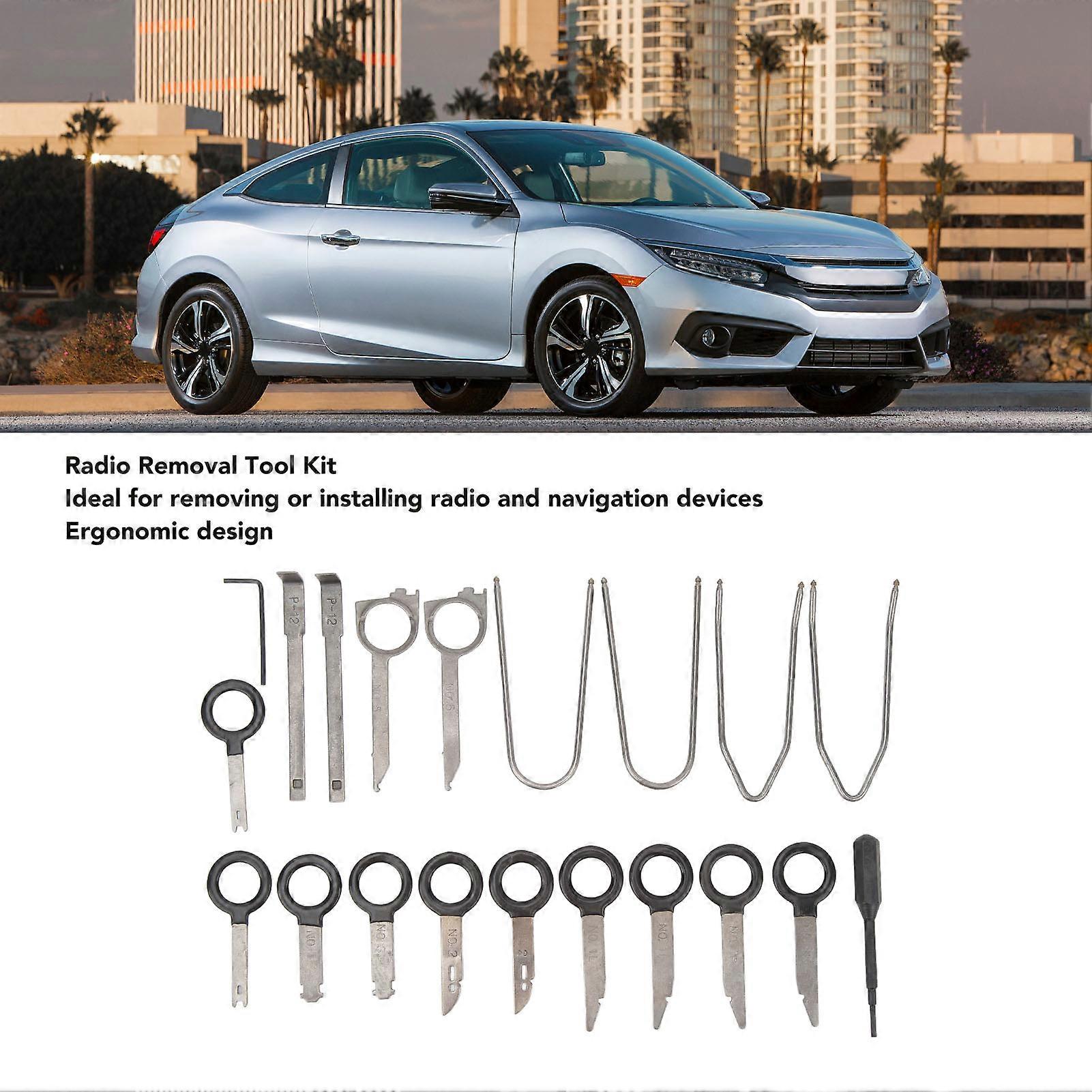 20PCS Radio Removal Tool Kit Ergonomic Steel Universal Stereo CD Player ...