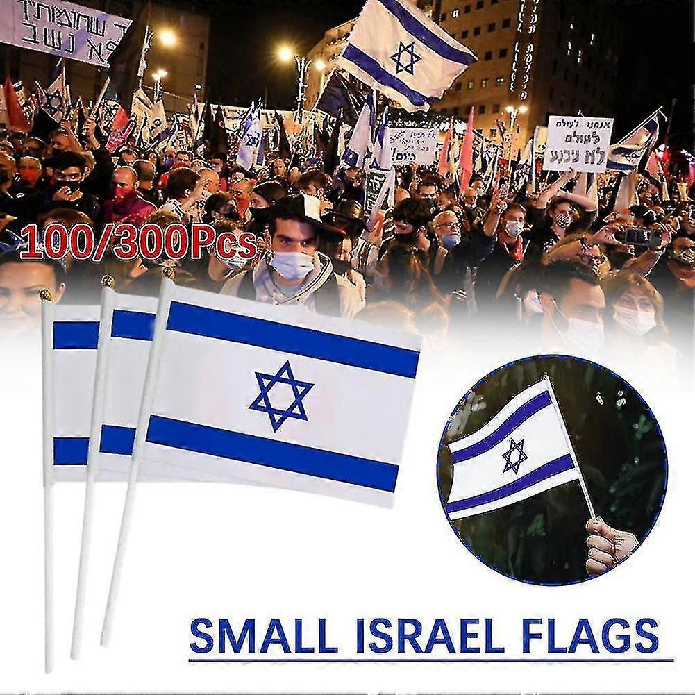 14x21cm Small Flag of Israel Hand Waving Flags with Plastic Flagpoles ...