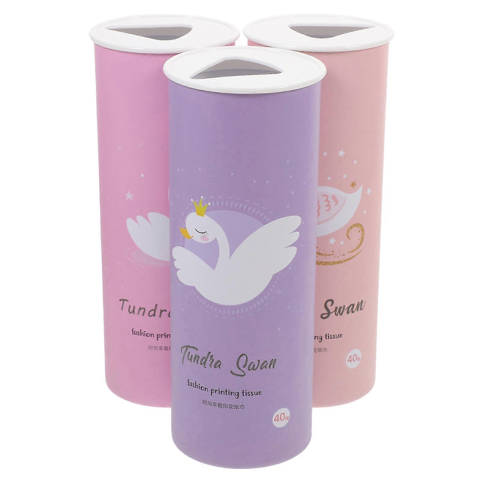 3Pcs Car Cylinder Tissue Cylinder Tissue Box Round Tissues Container ...