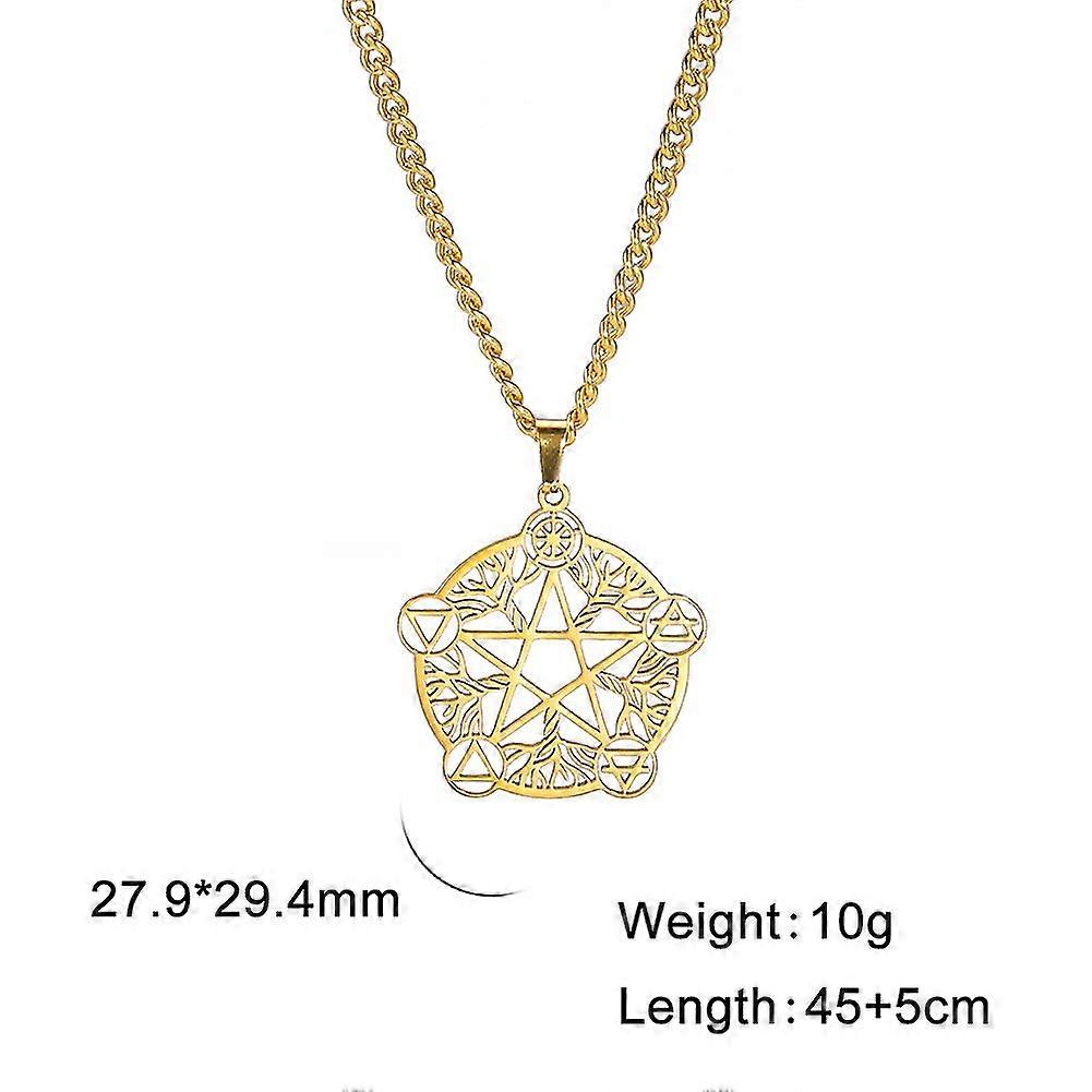 Dawapara Wicca Pentagram Witch Necklace Stainless Steel Amulet For ...