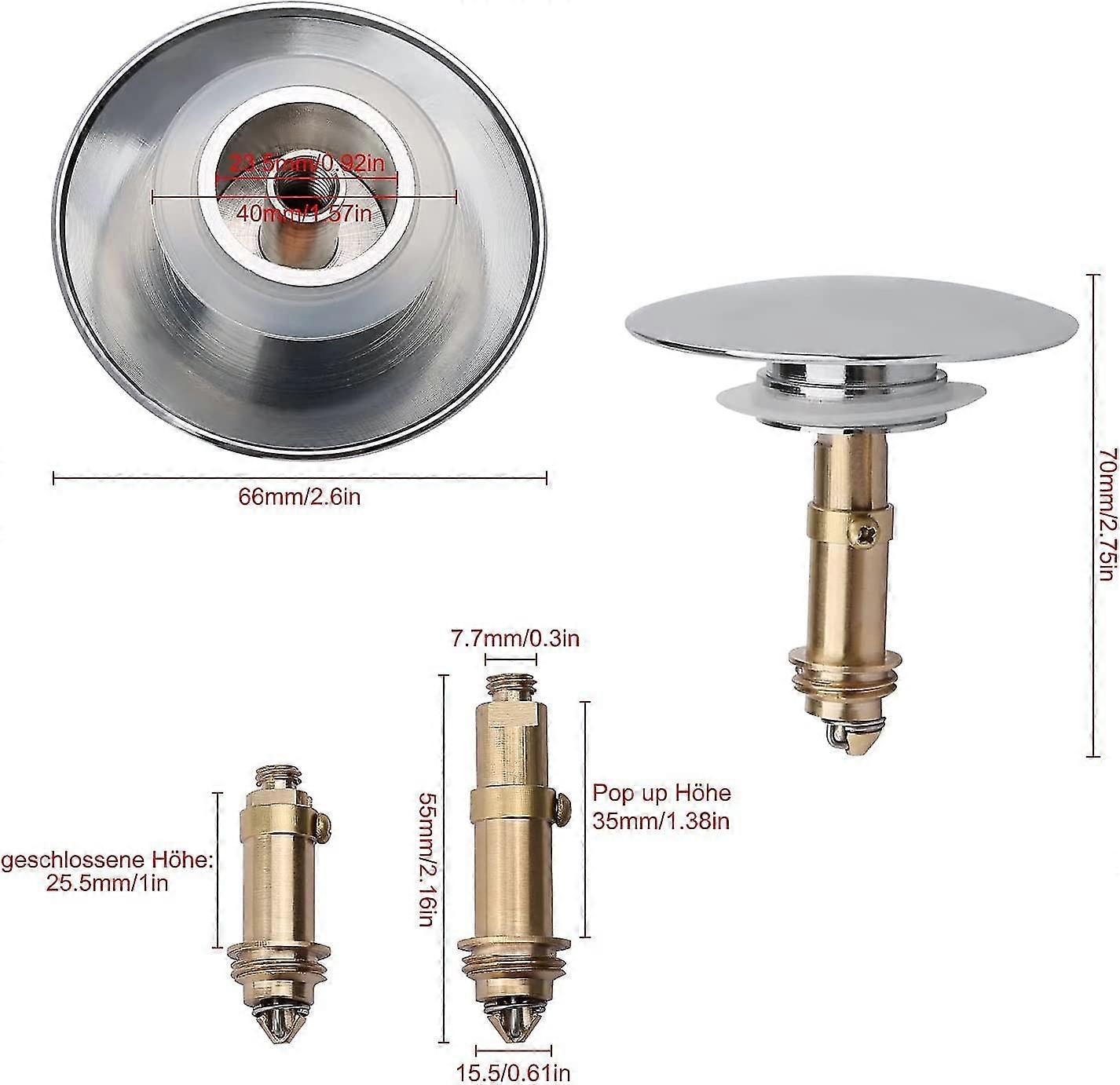 Pop Up Click Clack Plug Spring Stopper, Push Sink Drain Plug Pop-up ...