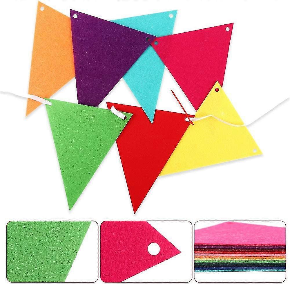 60pcs Rainbow Pennant Banner Multicolor Felt Fabric Pennant Banners ...