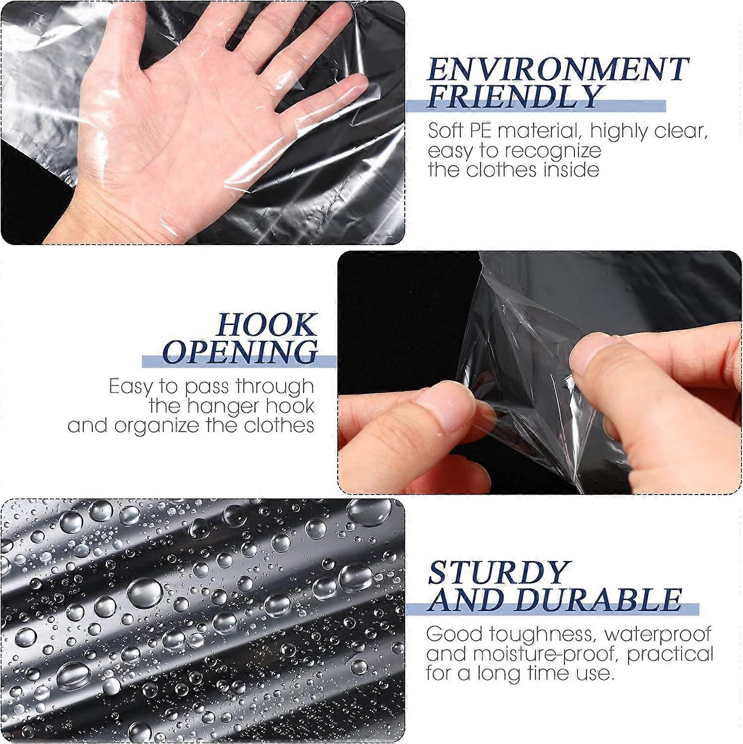 Garment Cover, 100 Pcs 60cm x 100cm Dry Cleaning Bags Garment Clothes ...