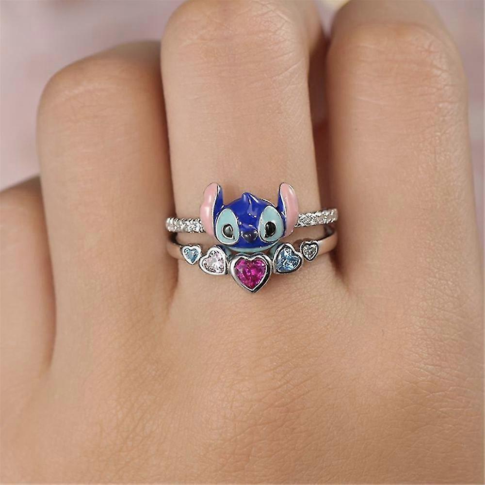 Lilo & Stitch Rings Sparkling Heart Cubic Zirconia Ring Women Fashion ...