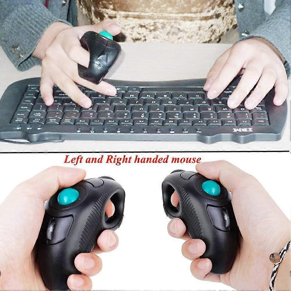 2.4G Ergonomic Trackball Handheld Finger USB Mouse Wireless Optical ...