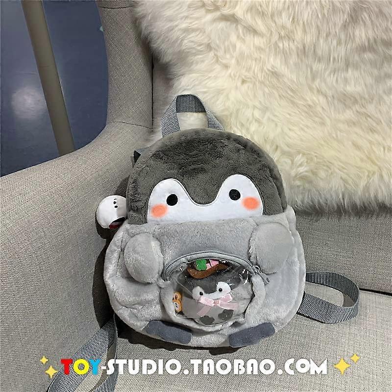 Cute Penguin Fluffy Backpack for Girls, Fluff Backpack Penguin Plush ...