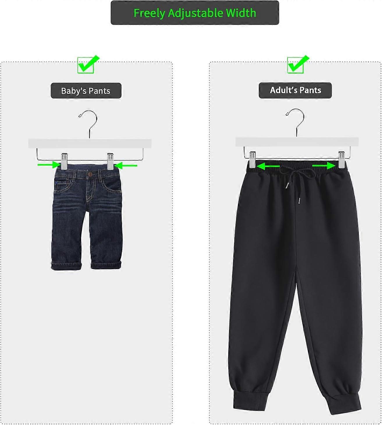 Wooden Pants Hangers Wood Bottom Jeans Skirt Hanger with Clips Anti ...