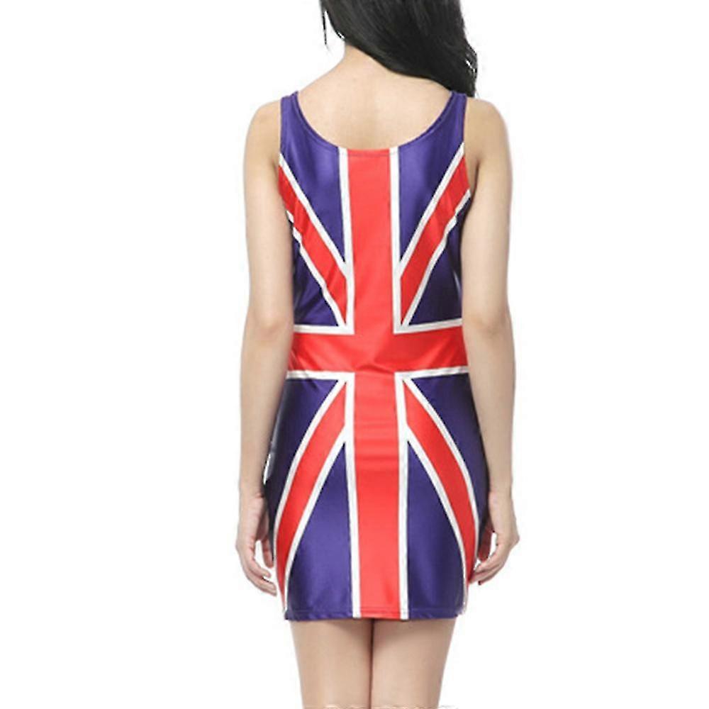 Women Union Jack Classic Dress - Red, White And Blue Uk Flag Dress 90s ...