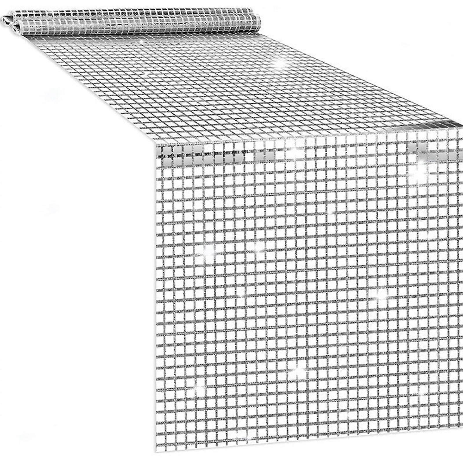 New 30*275cm Disco Party Table Runner Mirror Silver Foil Table Runner Glitter Table Cover ...