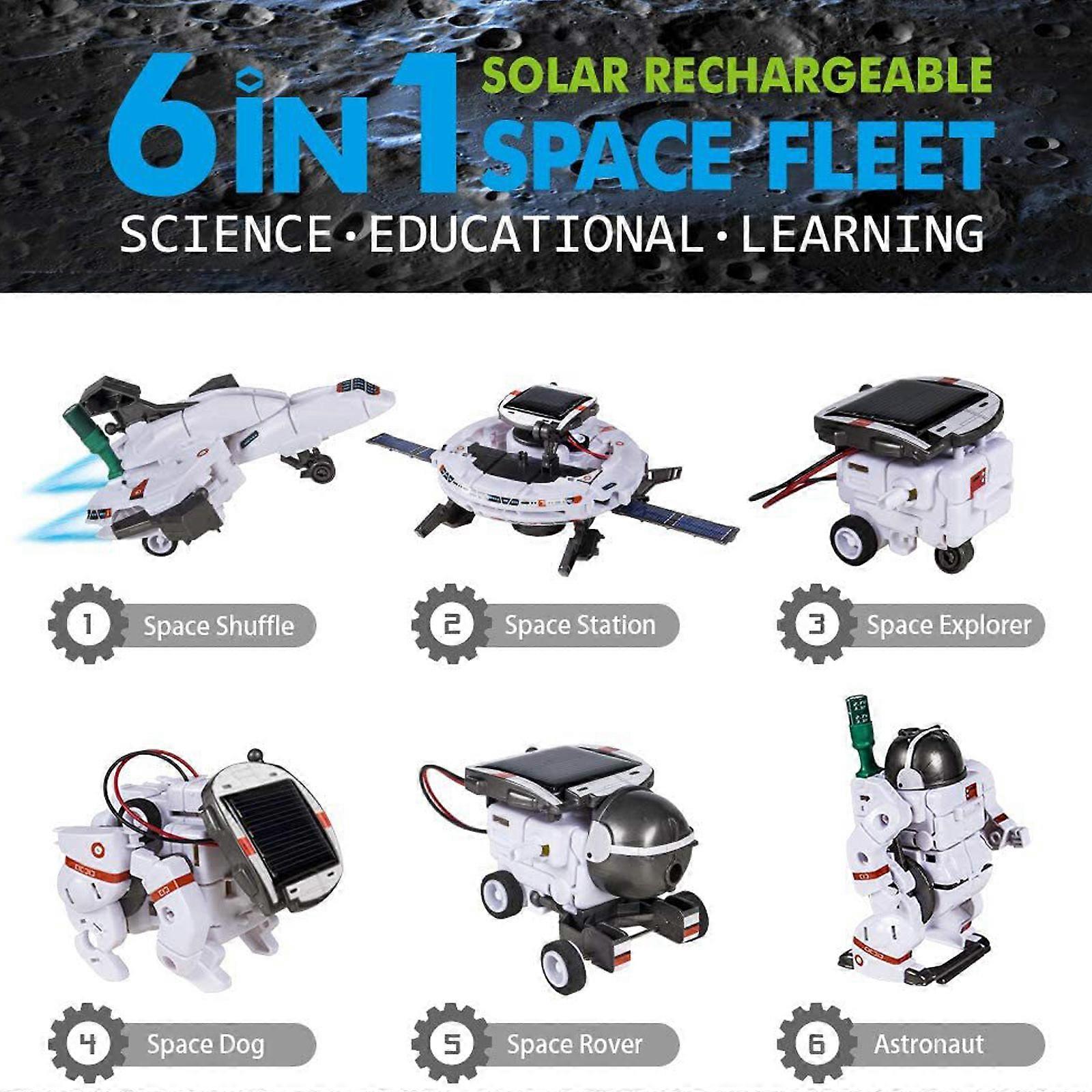 Solar Robot Toys Kit, 6-in-1 DIY Space Fleet Building Set for Kids with ...