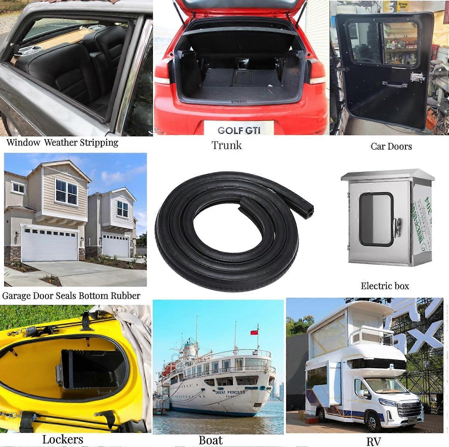 15 Feet Rubber U Channel Bulb Trim Seal Garage Door Seals Bottom Rubber ...