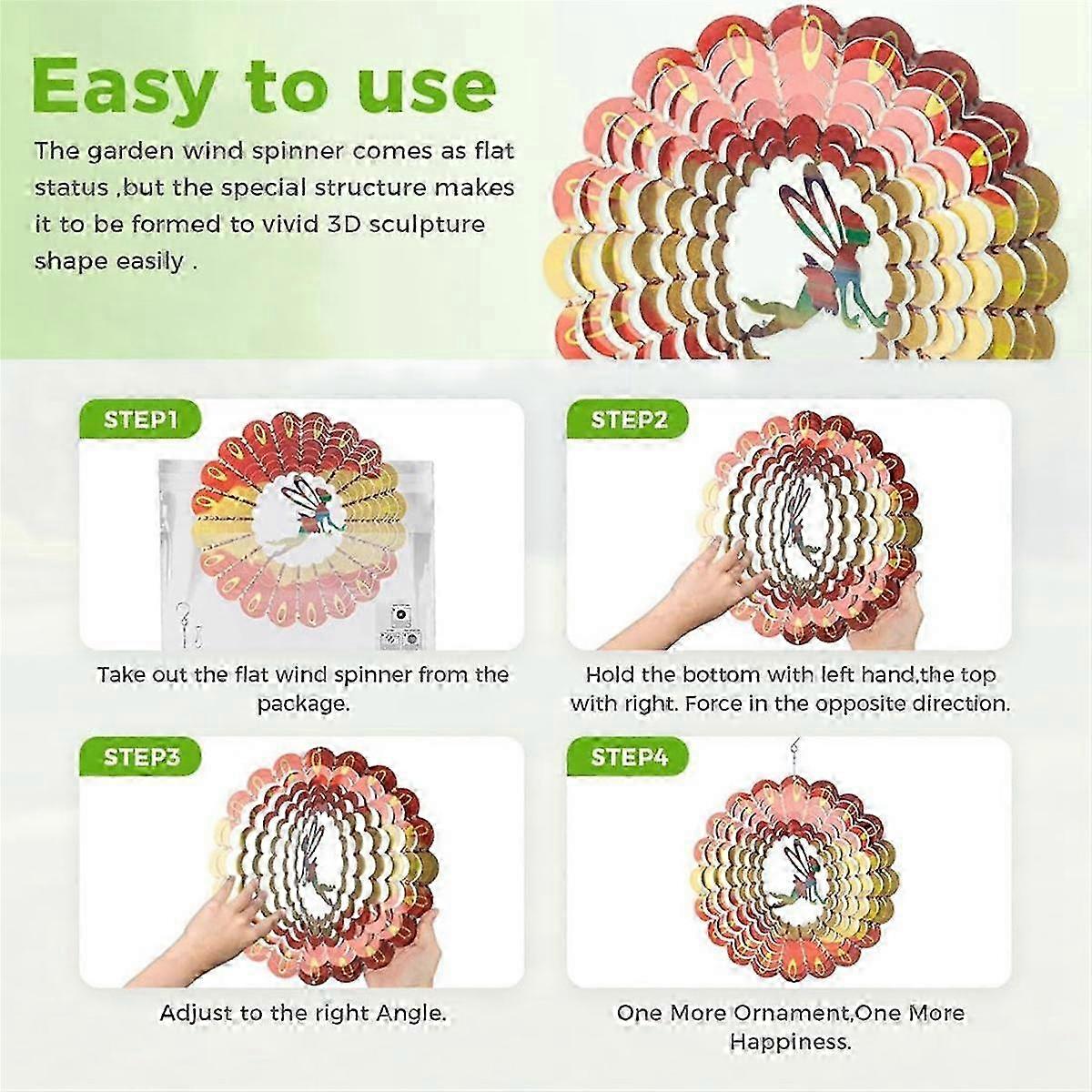 2PCS Wind Spinner 12in - 3D Stainless Steel Sculpture Wind Spinners ...