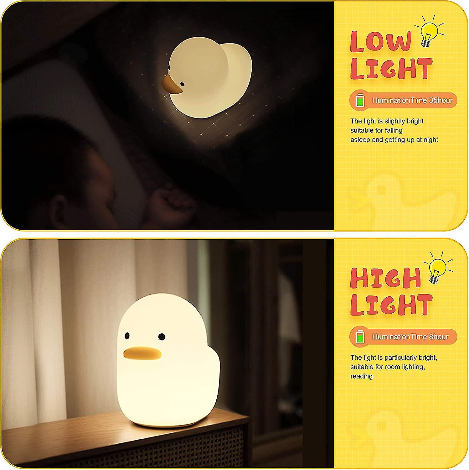 Led Benson Duck Night Light, Cute Animal Silicone Nursery Night Light ...