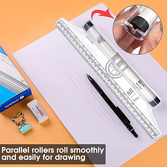 30cm Rolling Ruler, 1 Pcs Plastic Rolling Protractor Ruler, Clear Multi ...