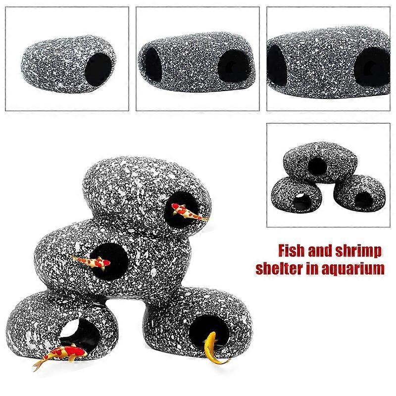 Aquarium Cichlid Stone Shelter Hiding Cave Ceramic Rock Shrimp Breeding ...