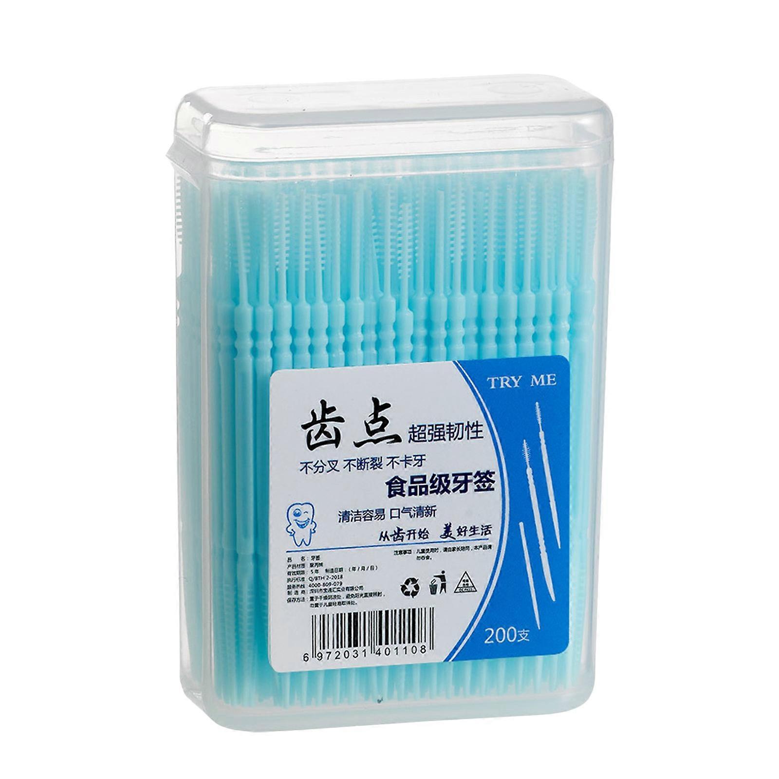 Toothpicks 200 pieces boxed disposable double-ended plastic toothpicks ...