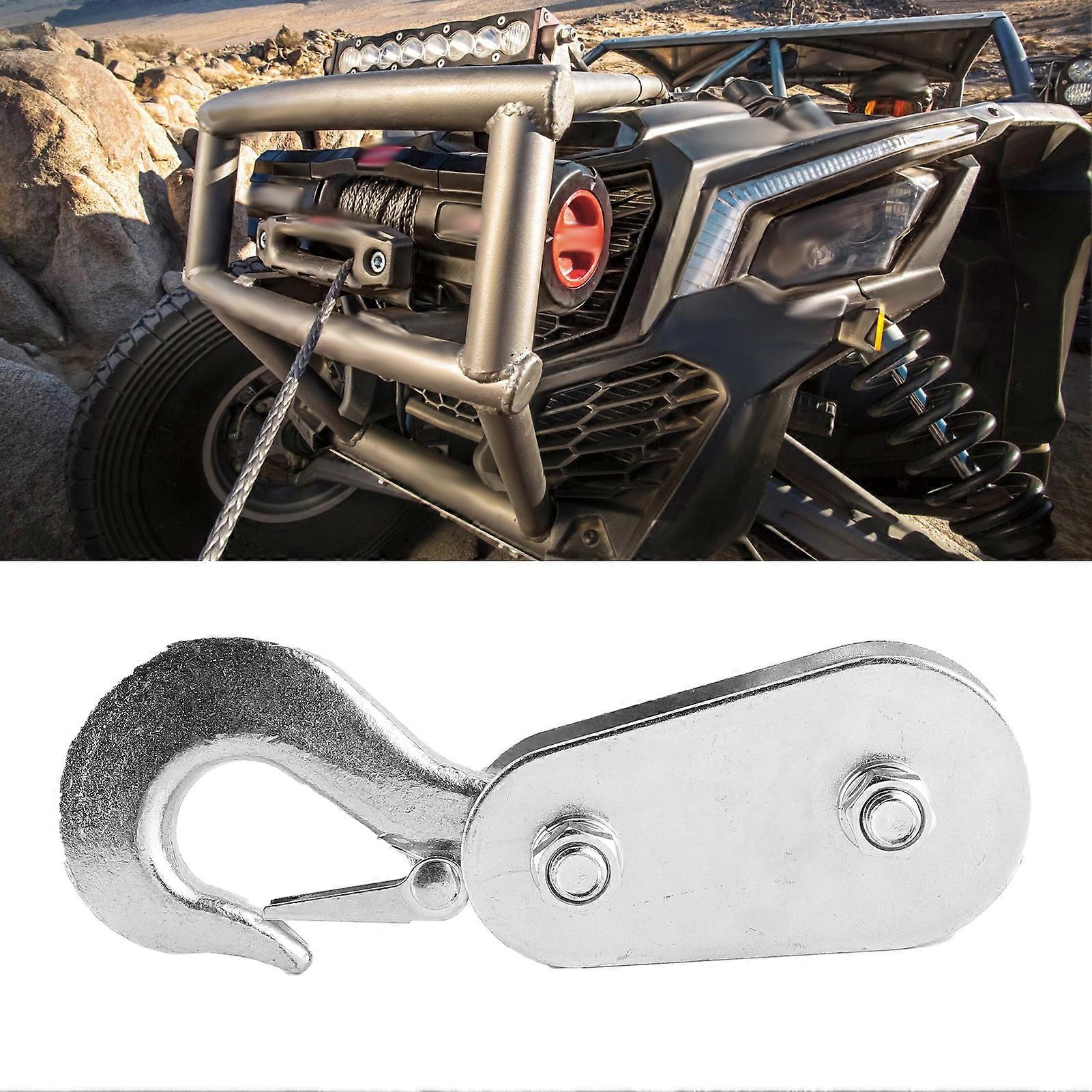 2 Ton Snatch Block Wire Rope Lifting Pulley with Hook for UTV ATV Quad ...