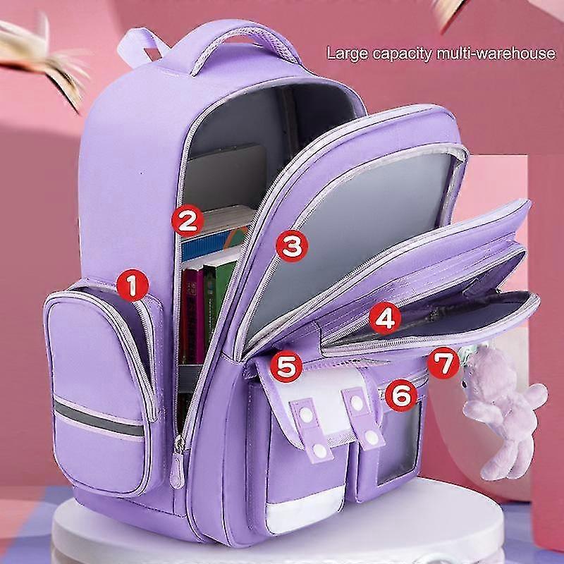 Purple Small Backpack, Children's Large-capacity Lightweight Spine ...