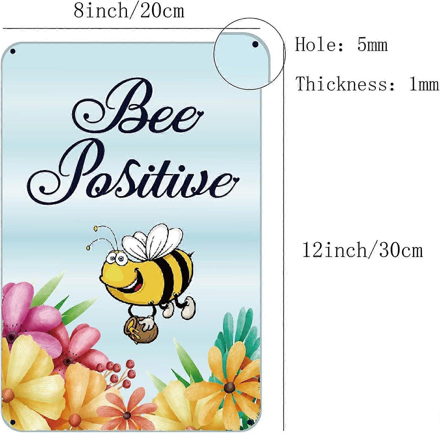 Bee Positive Metal Tin Signs Vintage Iron Painting Retro Plaque Poster ...