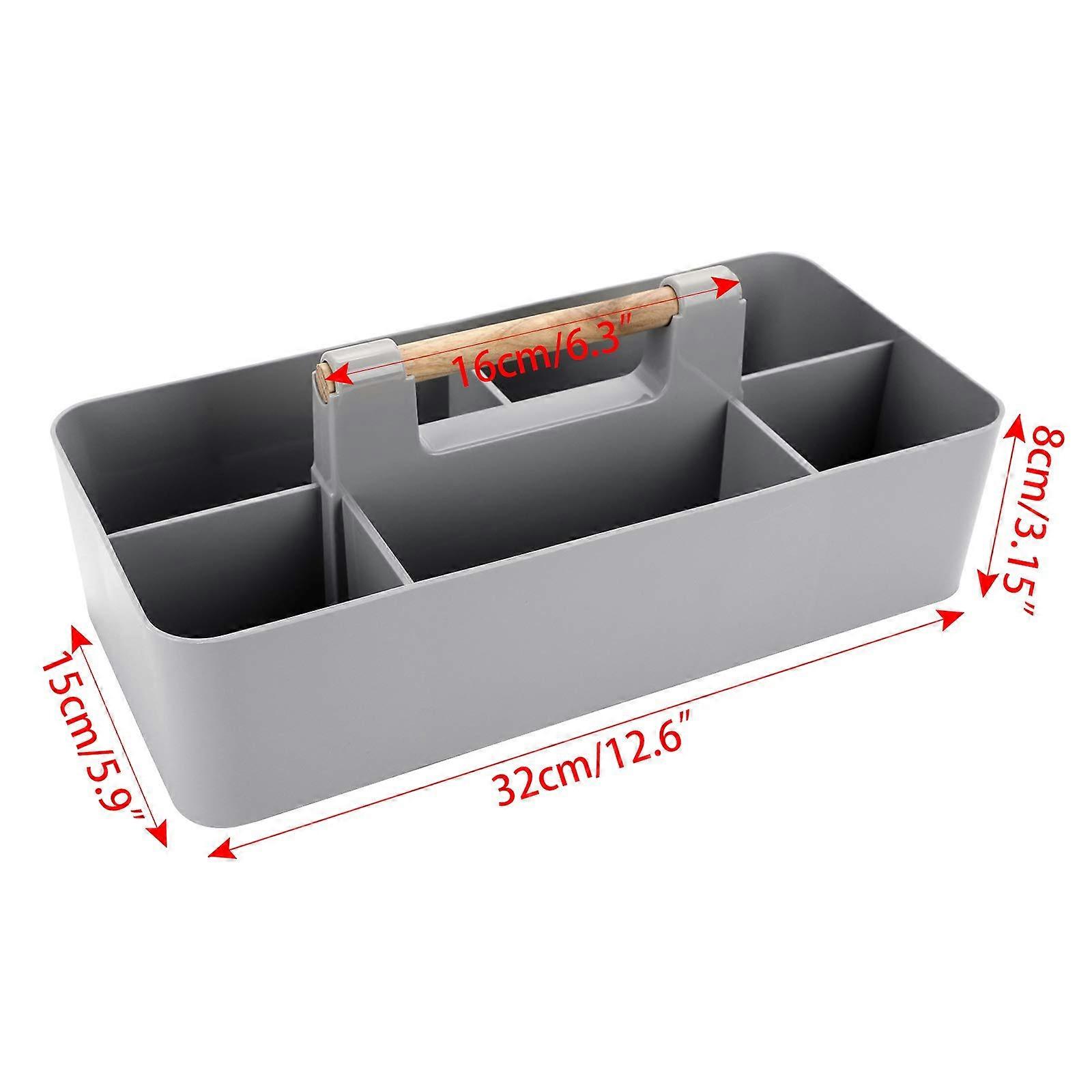 Rectangular Stackable Desktop Storage Organizer Tote Divided Basket Bin ...