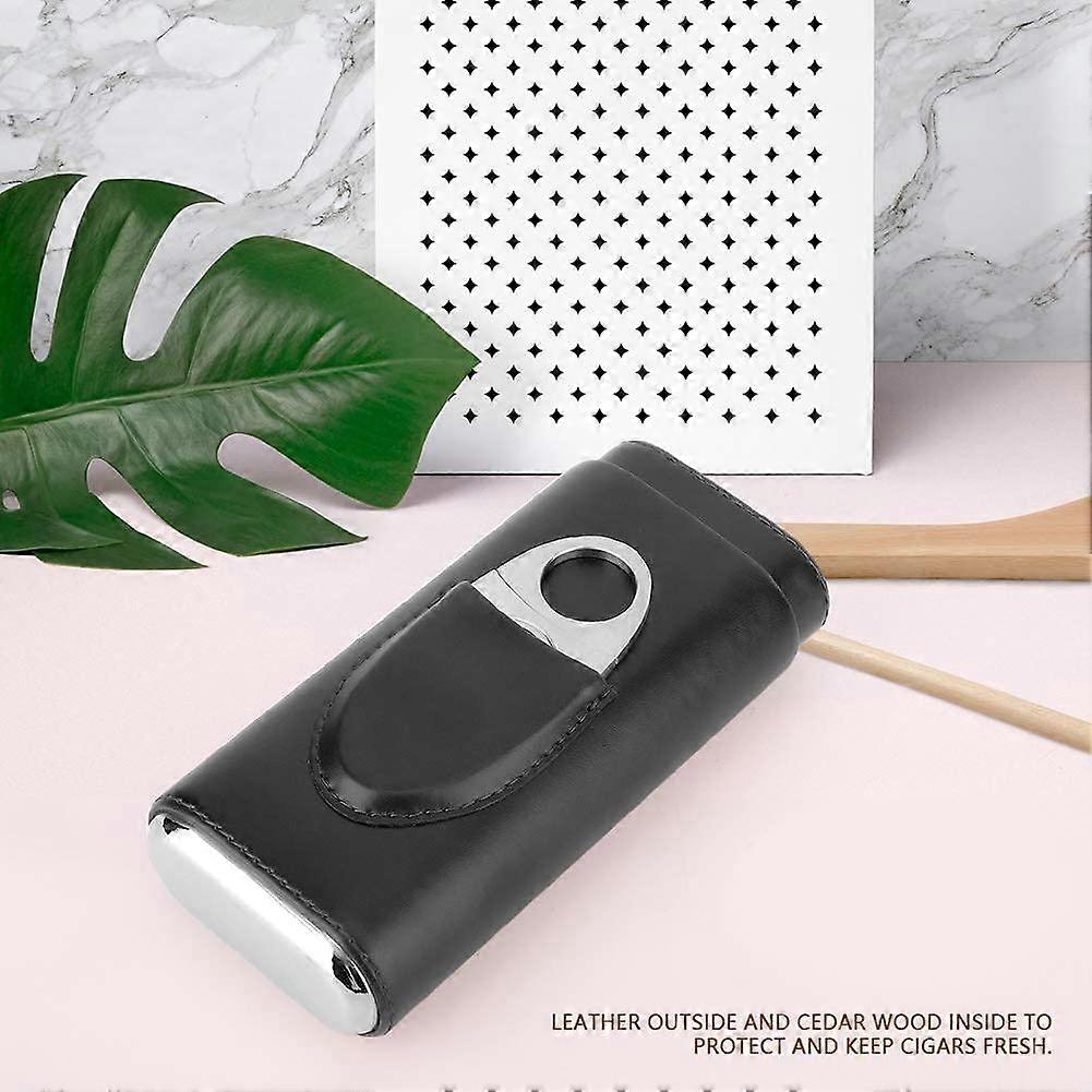 Cigar Case with Cigar Cutter for 3 Black Cigars, Cigar Storage Case ...