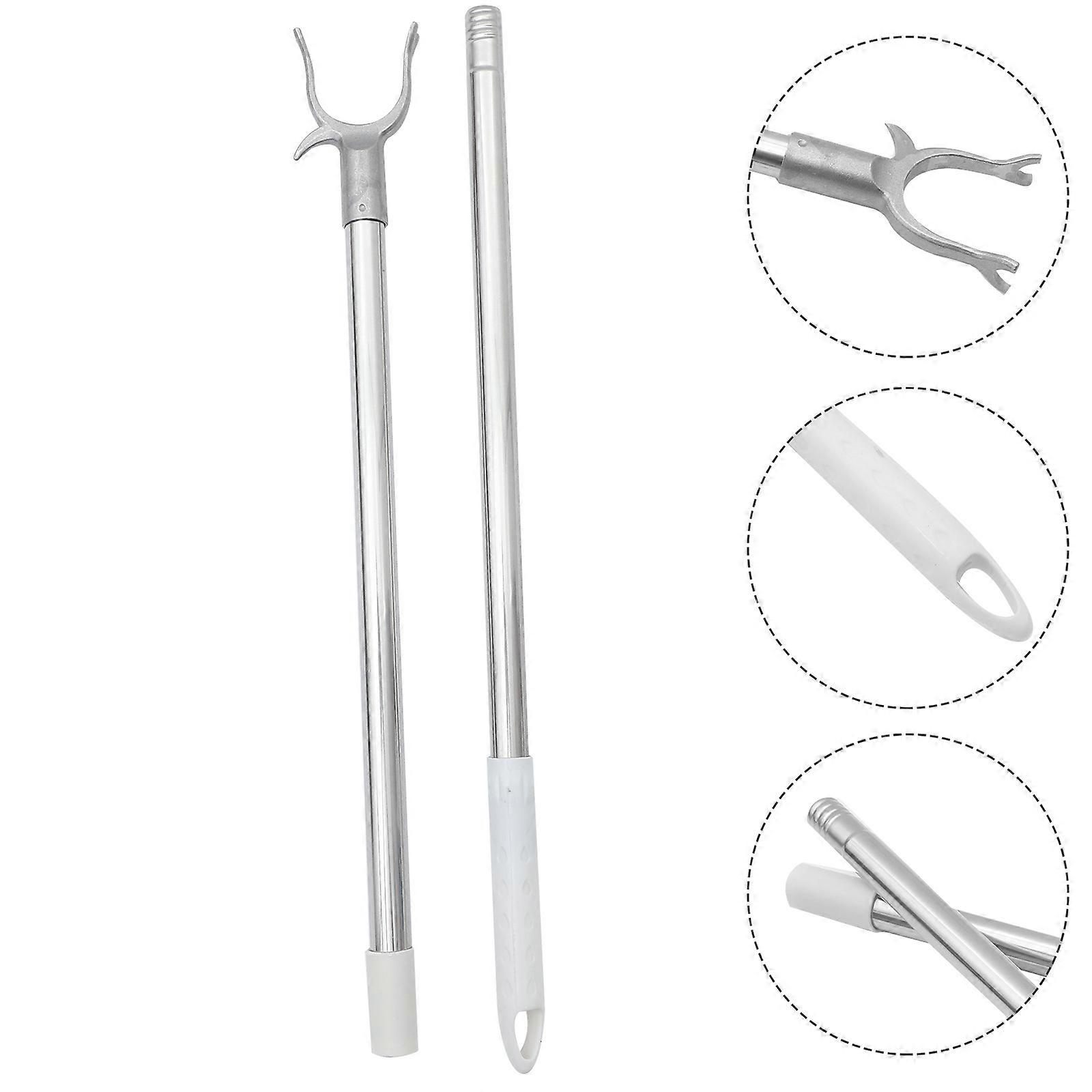Long Reach Stick Pole with Hook Reach Pole Hook Garment Pole Stainless ...