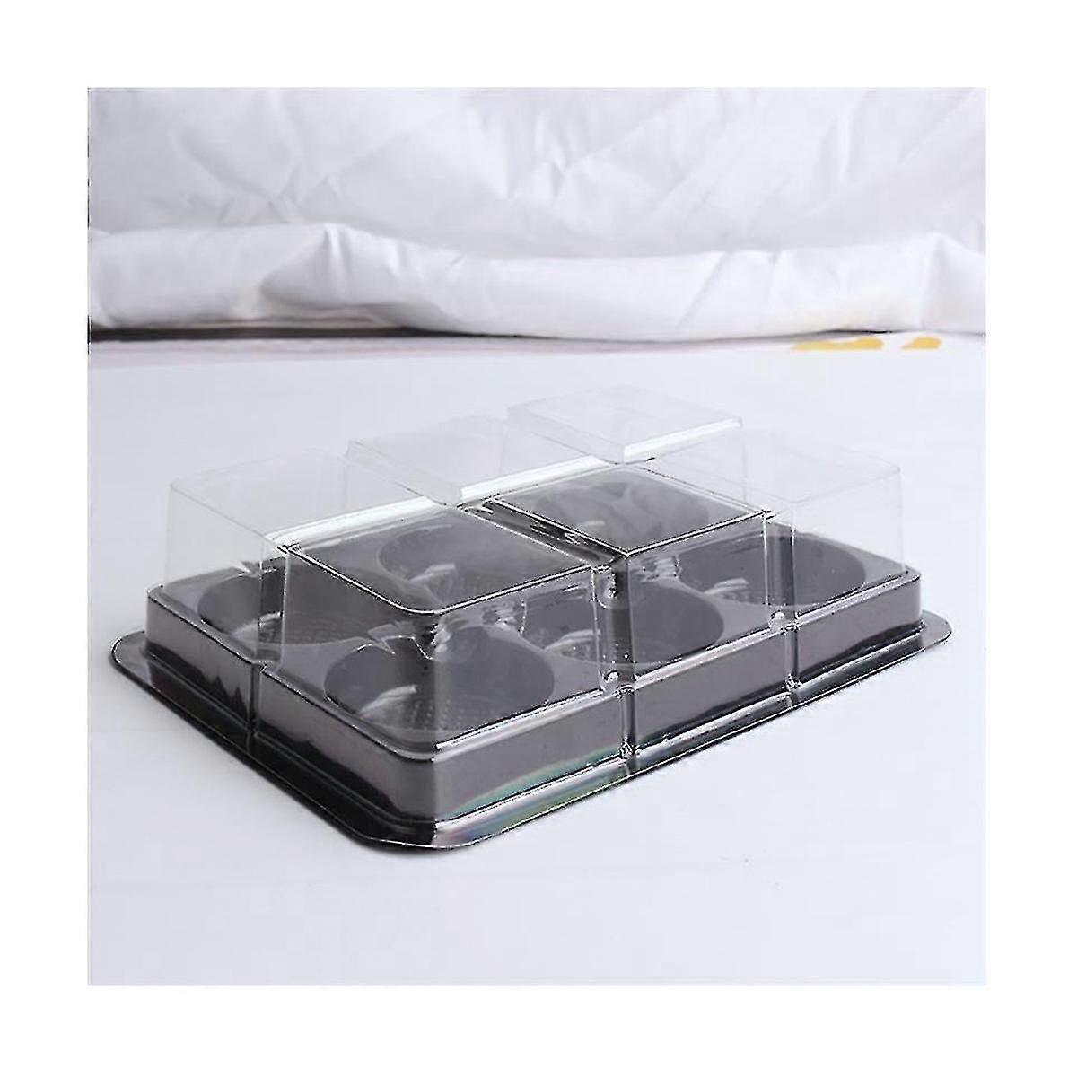 100pcs 6 Cavities Plastic Mooncake Tray Transparent Muffin Cupcake ...