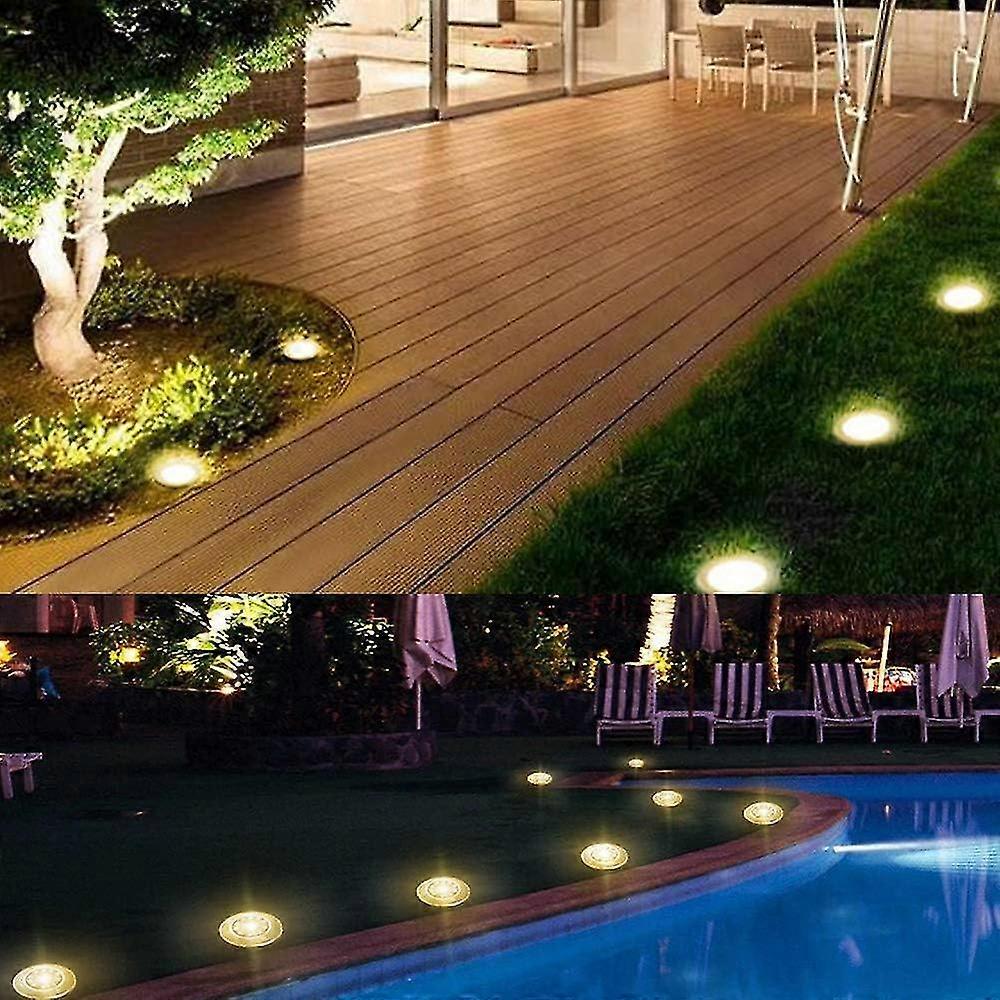 12 Pieces Solar Lights Outdoor Garden, 8 Led Ground Lights 3000k Warm ...