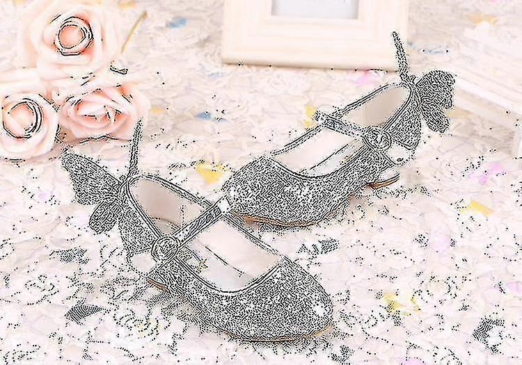 Kids Leather Shoes For Girls Princess Glitter Children High Heel Girls Shoes Butterfly 3d332 ...