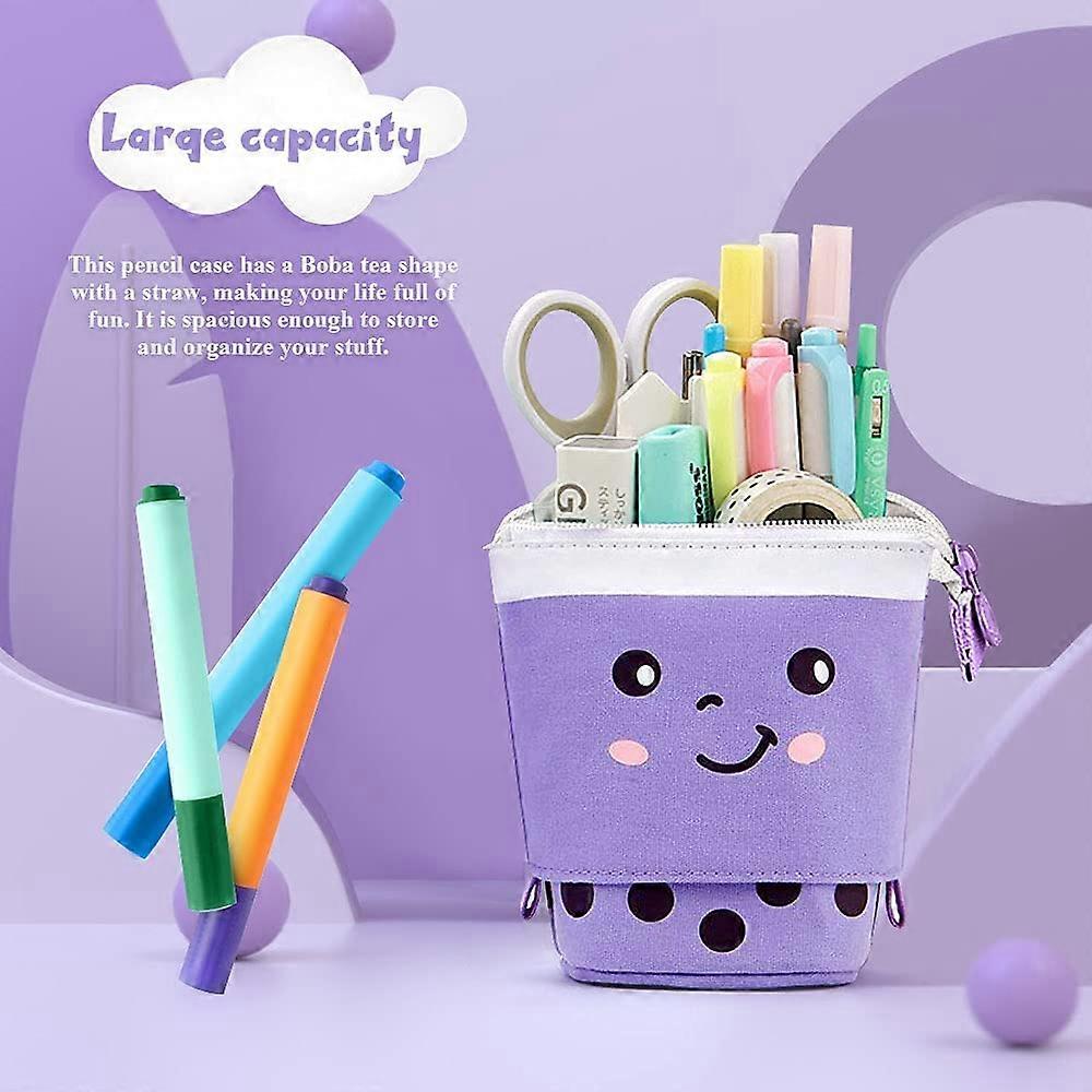 Boba Cute Standing Pencil Case for Kids, Pop Up Pencil Box Makeup Pouch ...