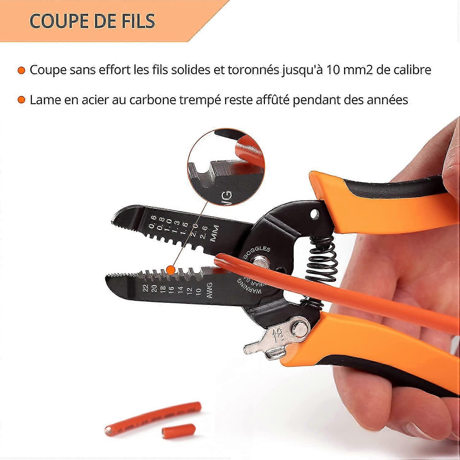 Wire Stripper And Cutter - Stripping Tool For 22-10 Awg Solid And ...