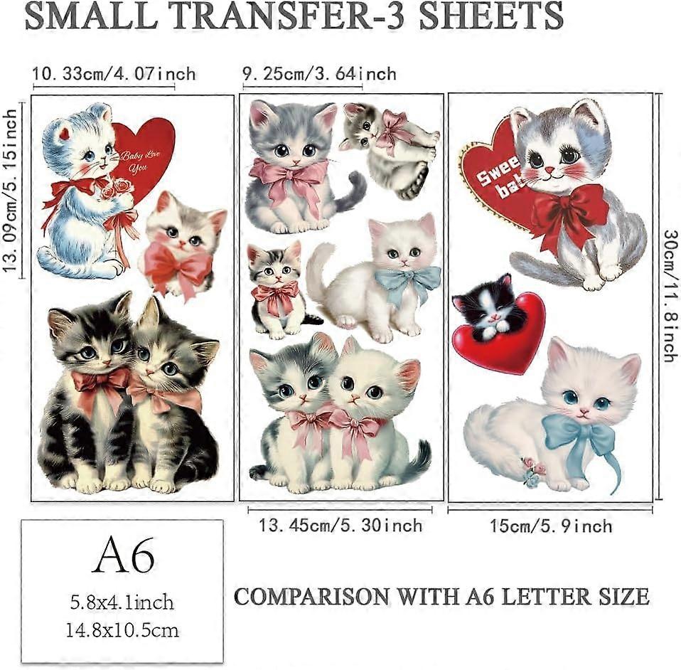 3pcs/Set Cartoon Cat Rub on Transfers for Furniture and Crafts 6x12 ...