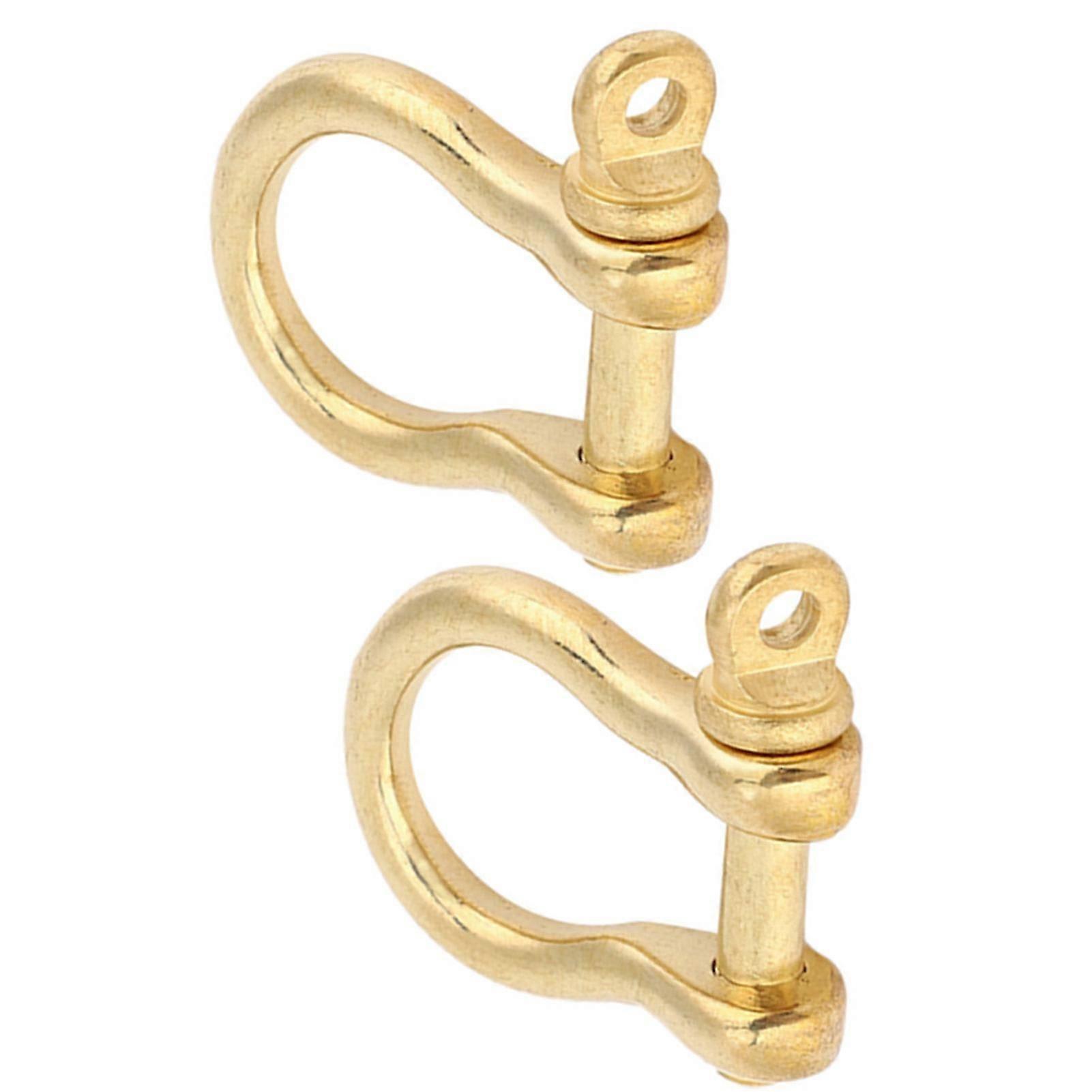 2 Set Anchor Shackle Pure Brass U Type Fob Key Ring Hook Golden ...